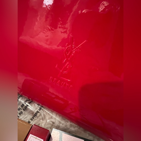 Yves Saint Laurent | Bags | New Red Ysl Beaute Patent Cosmetic Makeup ...